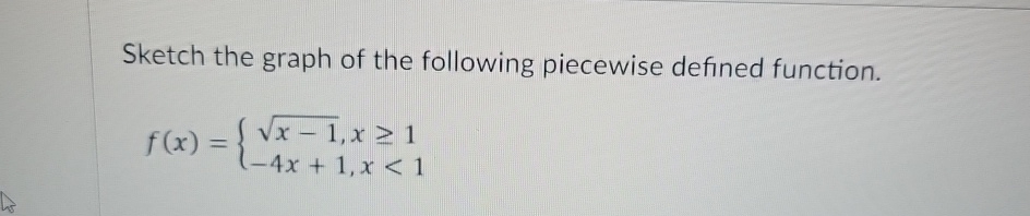 Solved Sketch the graph of the following piecewise defined | Chegg.com
