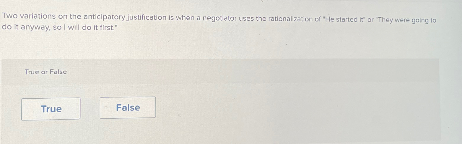 Solved Two variations on the anticipatory justification is | Chegg.com