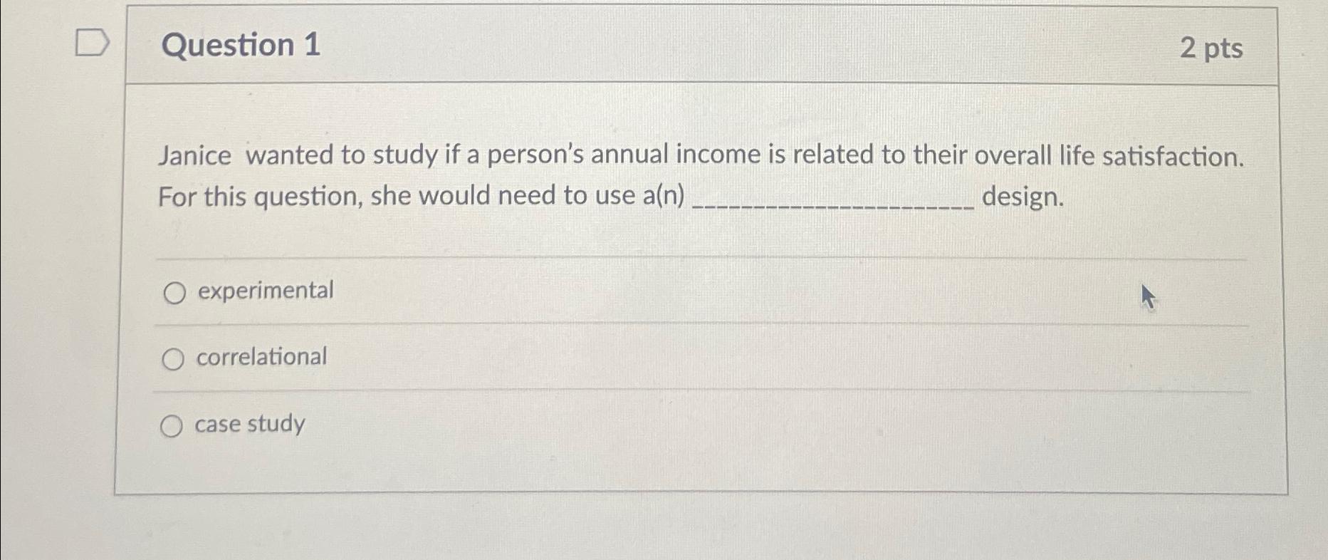 Solved Question 12 ﻿ptsJanice wanted to study if a person's | Chegg.com