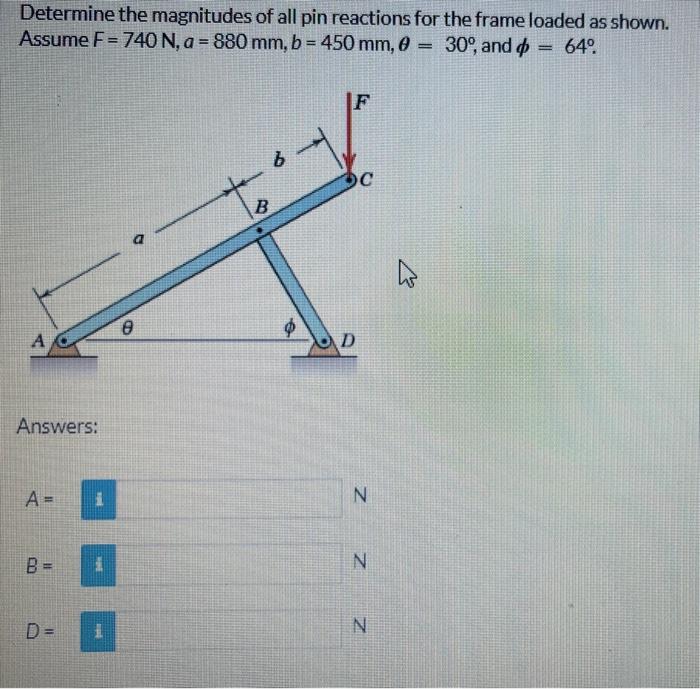 Solved Determine the magnitudes of all pin reactions for the | Chegg.com