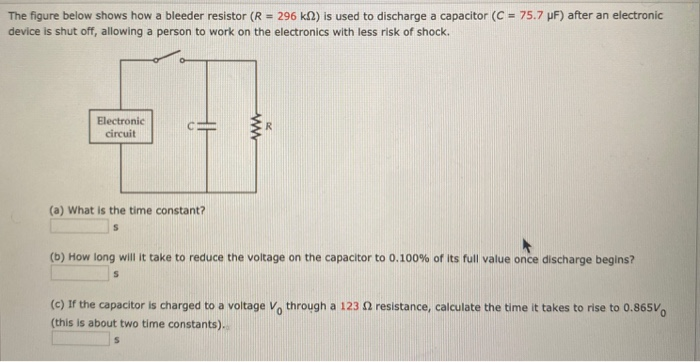 Solved The figure below shows how a bleeder resistor (R = | Chegg.com