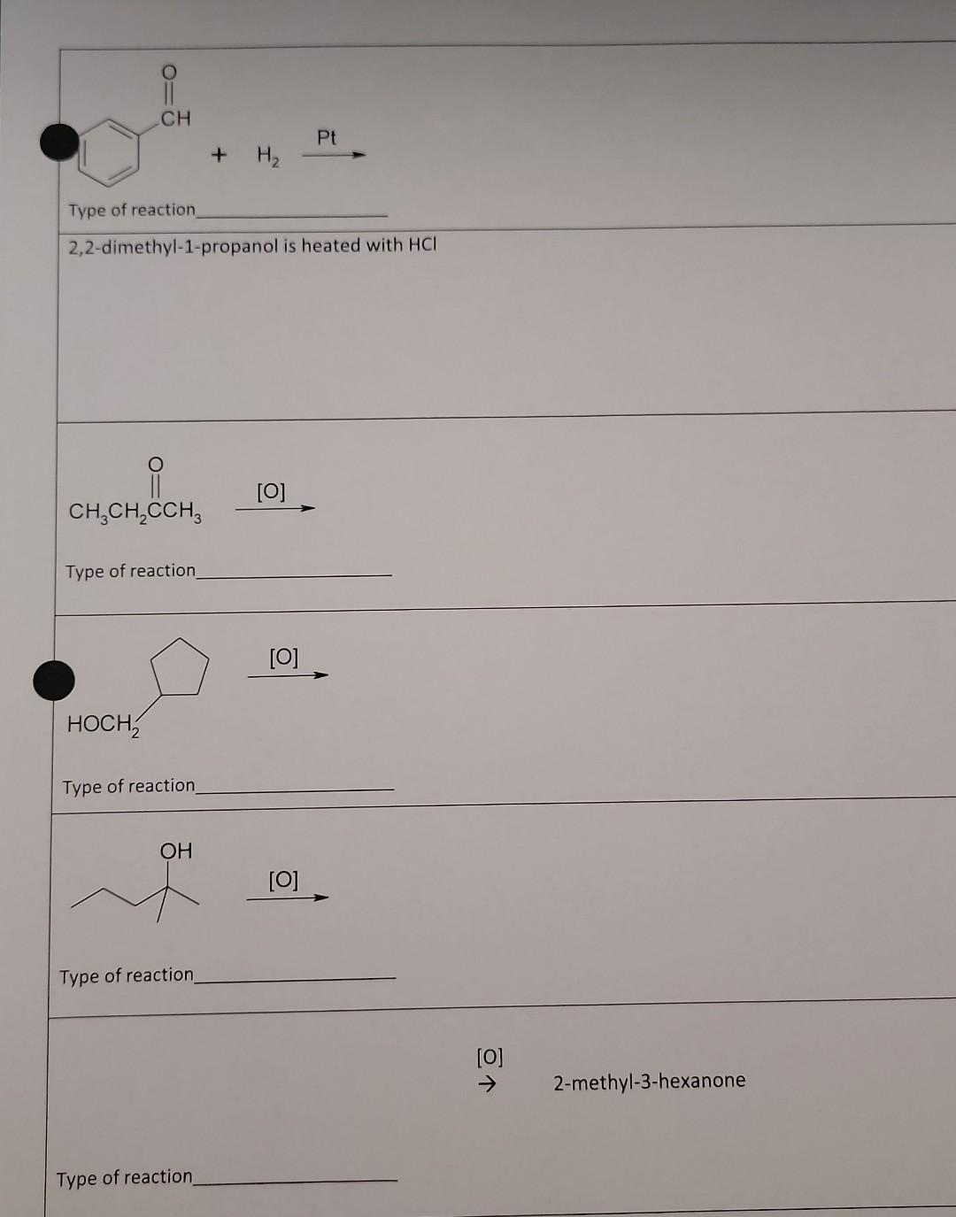 Solved Type of reaction 2,2-dimethyl-1-propanol is heated | Chegg.com