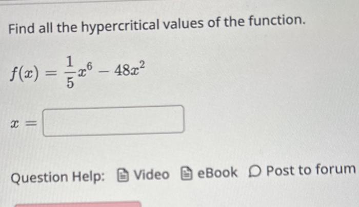 Solved Find all the hypercritical values of the function. | Chegg.com