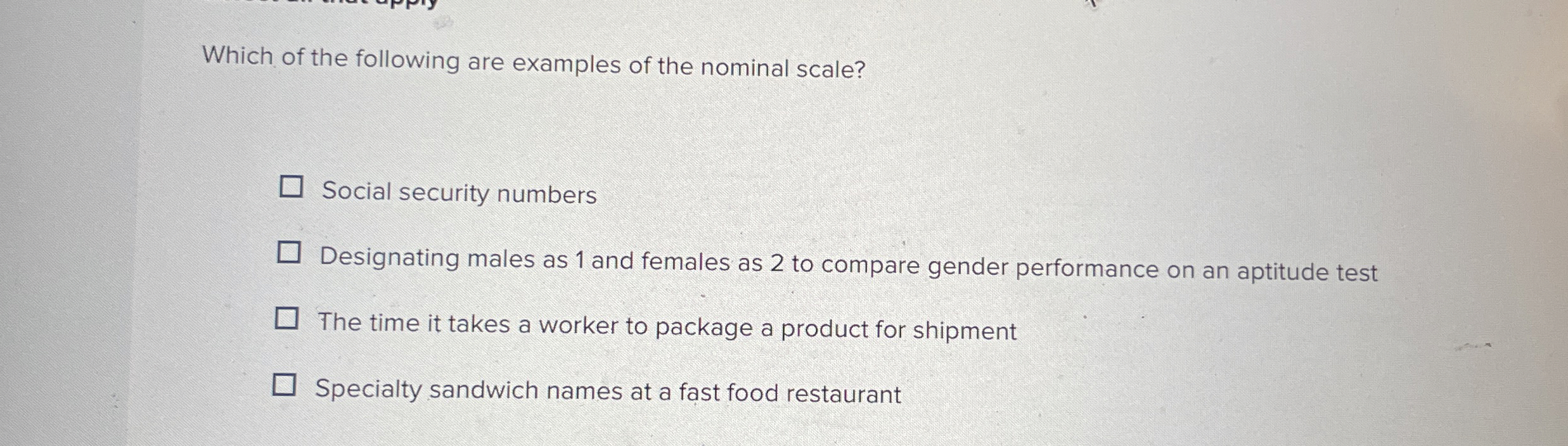 Solved Which of the following are examples of the nominal | Chegg.com
