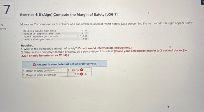 Solved Exercise 6-4 (Algo) Computing and Using the CM Ratio | Chegg.com