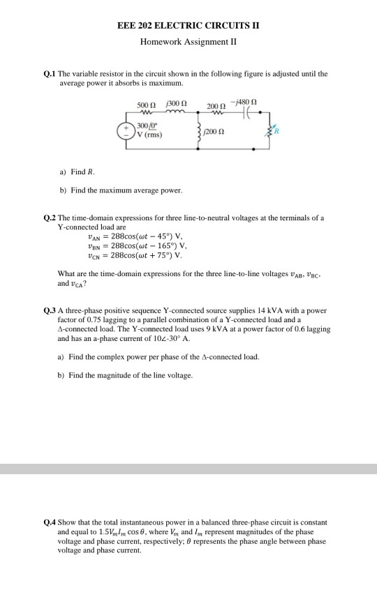 Solved EEE 202 ELECTRIC CIRCUITS II Homework Assignment II | Chegg.com