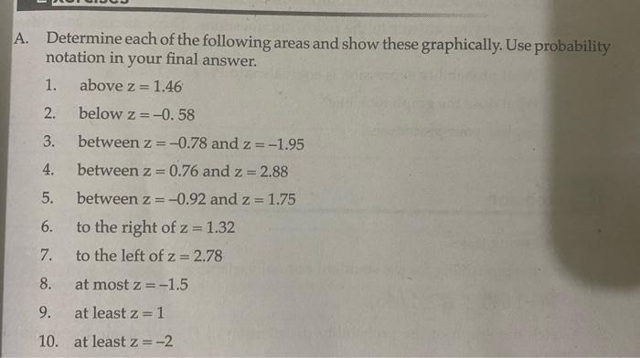 Solved A. Determine each of the following areas and show | Chegg.com