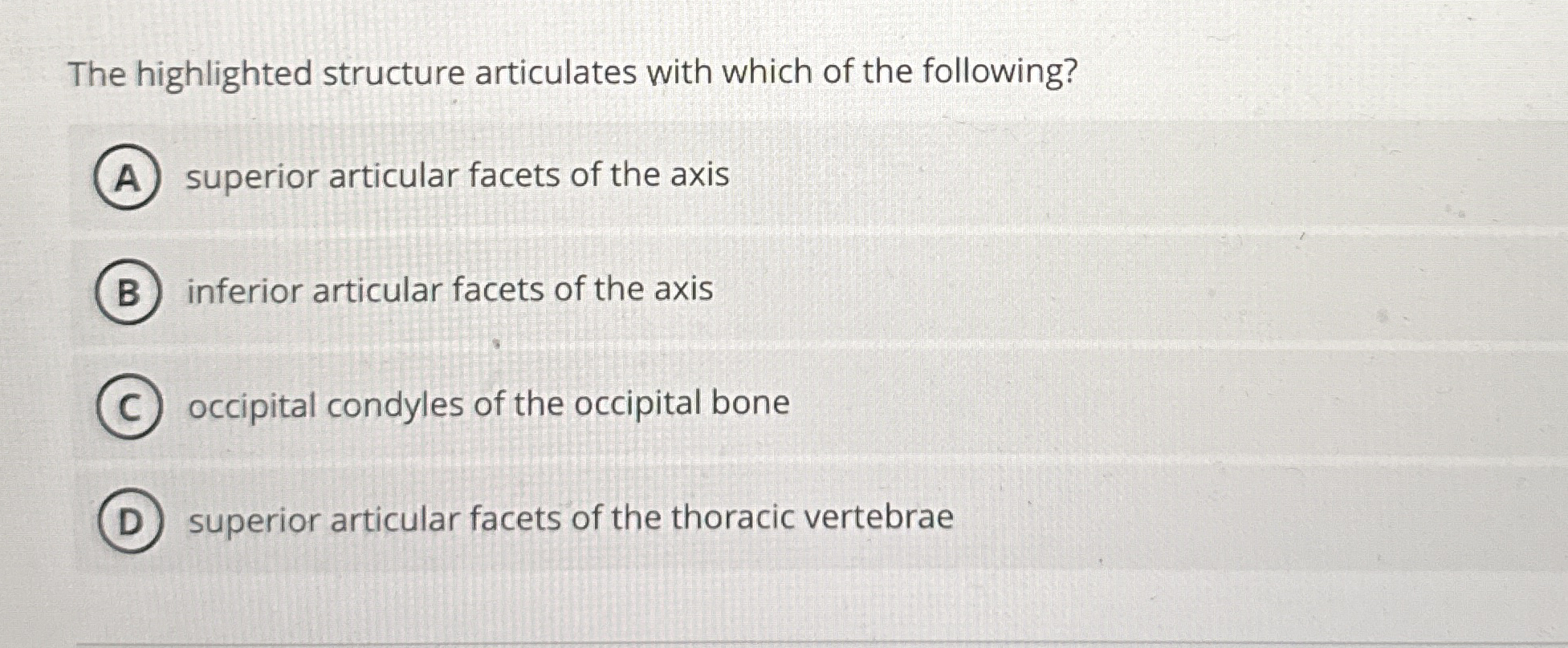 Solved The Inferior articular facet structure articulates | Chegg.com