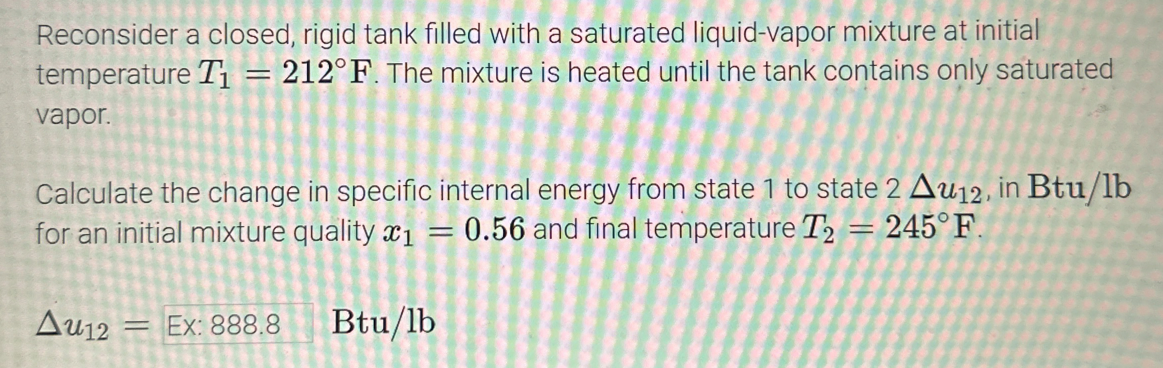 Solved Reconsider a closed, rigid tank filled with a | Chegg.com