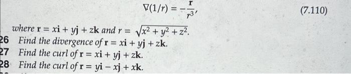 Solved V(1/r) = |જ્ where r = xi + yj + zk and r = √x² + y² | Chegg.com