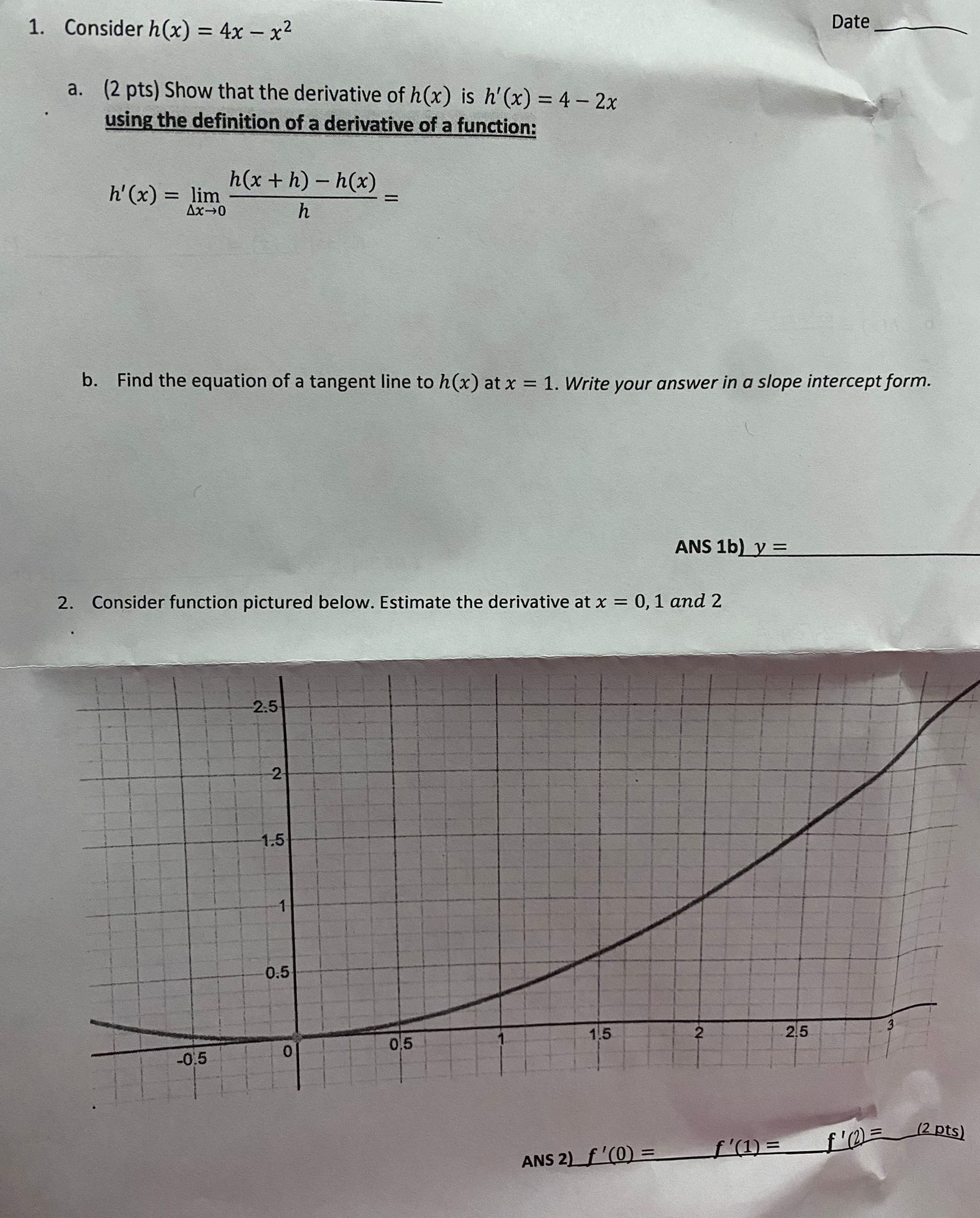 Solved Consider h(x)=4x-x^(2)a. (2 ﻿pts) ﻿Show that the | Chegg.com