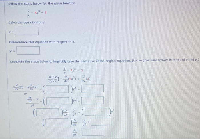 Solved Follow the steps below for the given function. Y-x3=3 | Chegg.com