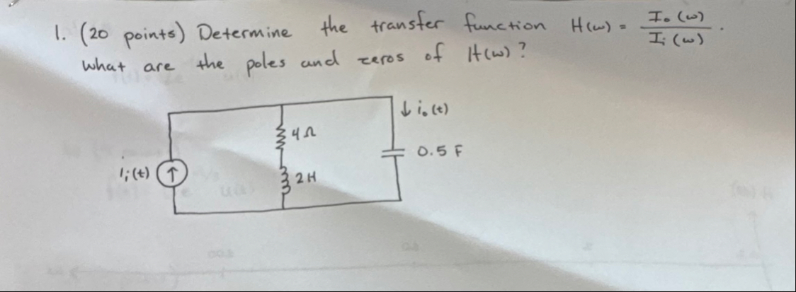 Solved (20 ﻿points) ﻿Determine the transfer function | Chegg.com