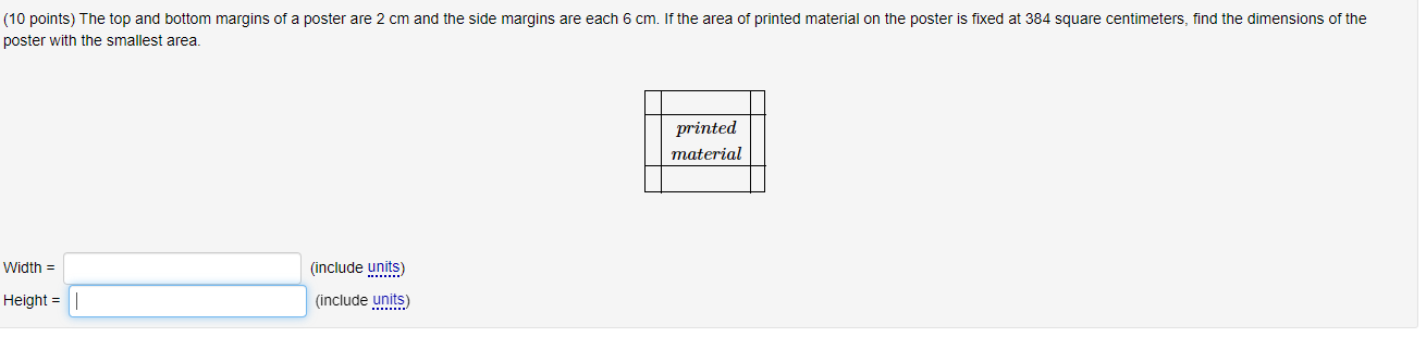 Solved (10 ﻿points) ﻿The top and bottom margins of a poster | Chegg.com