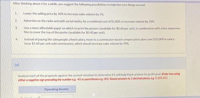 Solved Mark, the owner of a local poster shop, comes to you | Chegg.com