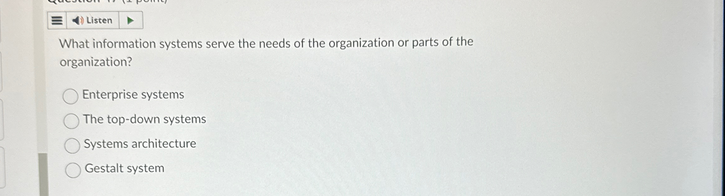 Solved What information systems serve the needs of the | Chegg.com