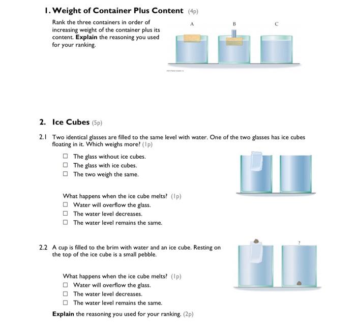 Solved A 1. Weight of Container Plus Content (4) Rank the | Chegg.com