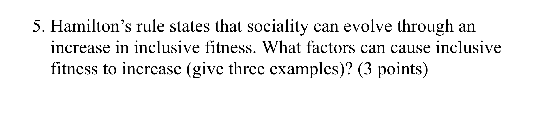 Solved Hamilton's rule states that sociality can evolve | Chegg.com