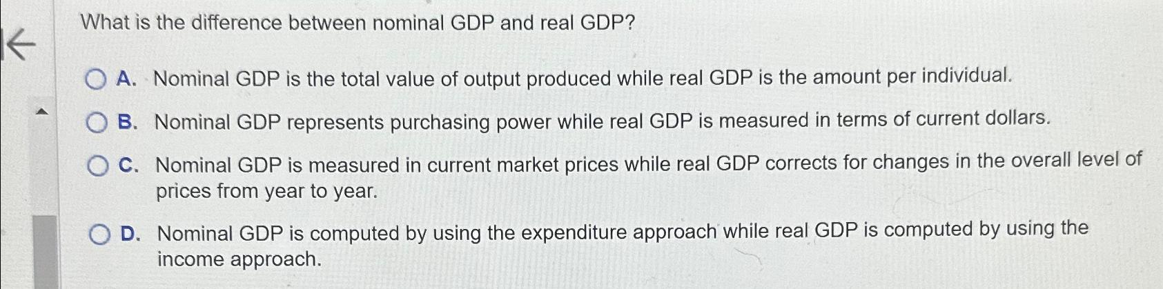 Solved What is the difference between nominal GDP and real | Chegg.com