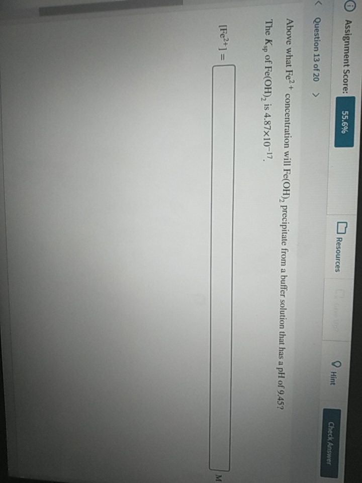 Solved Assignment Score: 55.6% Resources Hint Check Answer