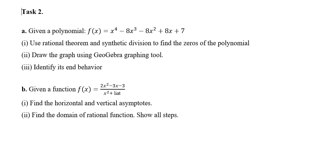 Solved Task 2.a. ﻿Given a polynomial: | Chegg.com
