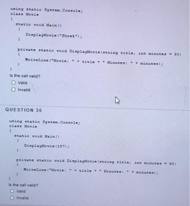 Solved using static System.Console; class Movie static void | Chegg.com