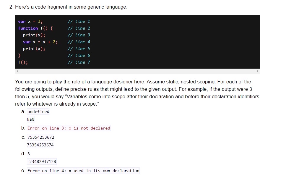 Solved Here's a code fragment in some generic | Chegg.com