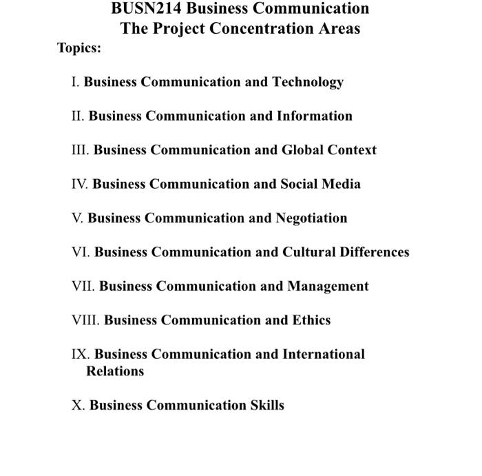 Solved BUSN214 Business Communication The Project | Chegg.com