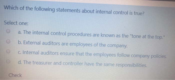 Solved Which of the following statements about internal | Chegg.com