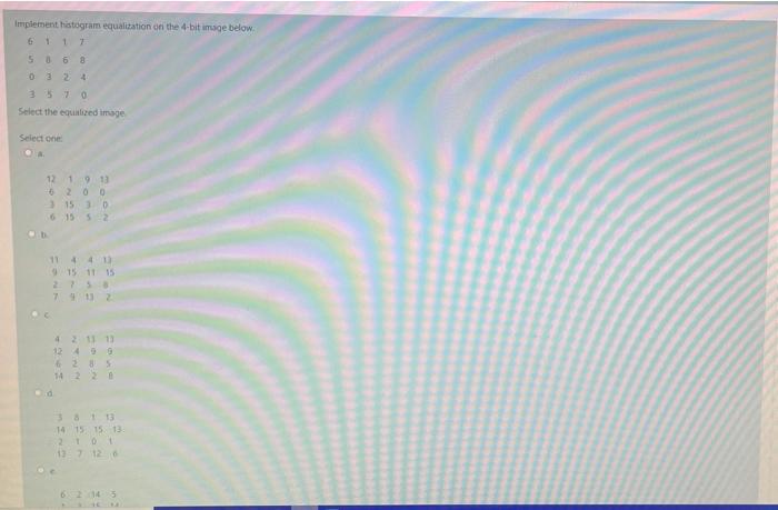 Solved Implement Histogram Equalization On The 4 Bitimige