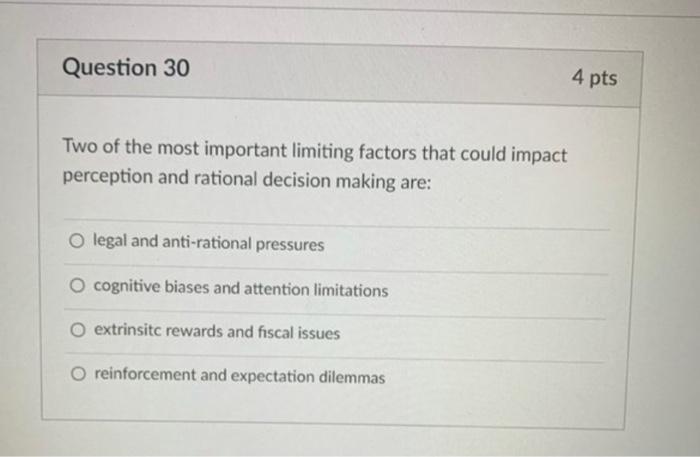 Solved Two of the most important limiting factors that could | Chegg.com