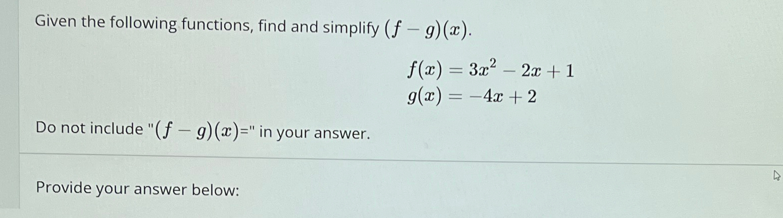 Solved Given the following functions, find and simplify | Chegg.com