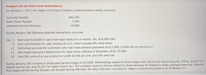 Solved Problem 10-1A (Part Level Submission) On January 1, | Chegg.com
