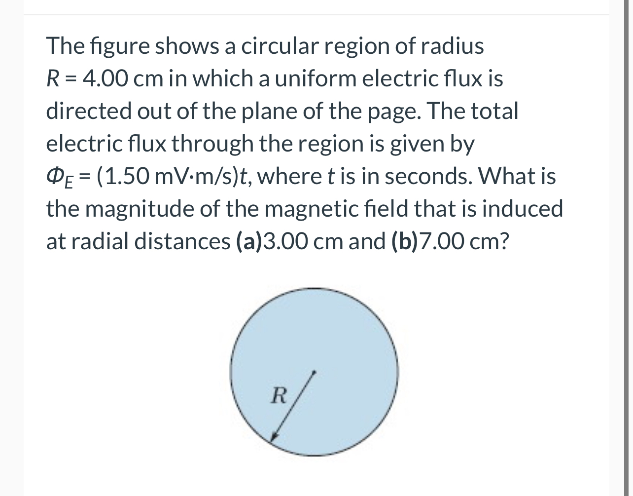 Solved The figure shows a circular region of radius R=4.00cm | Chegg.com