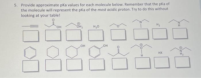 Solved Provide approximate pKa values for each molecule | Chegg.com