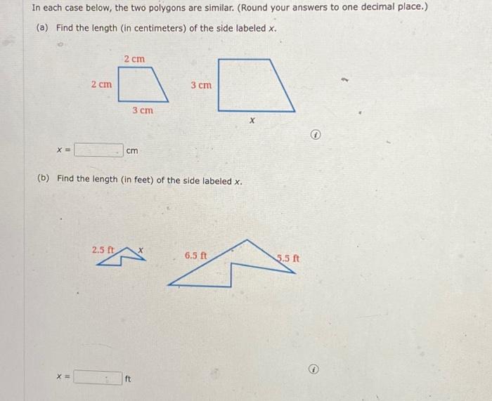 Solved In each case below, the two polygons are similar. | Chegg.com