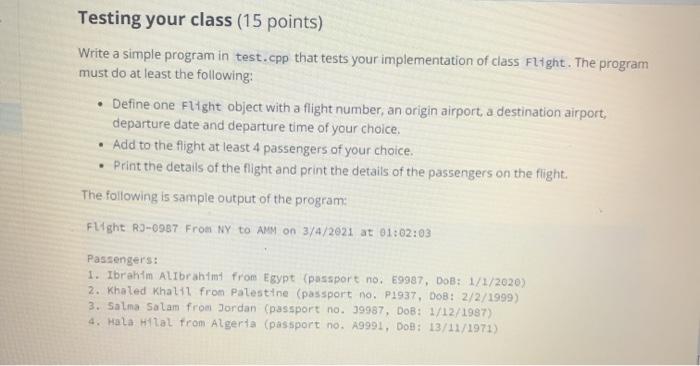 Solved Exercise 3 Class Flight (35 points) Implement in | Chegg.com