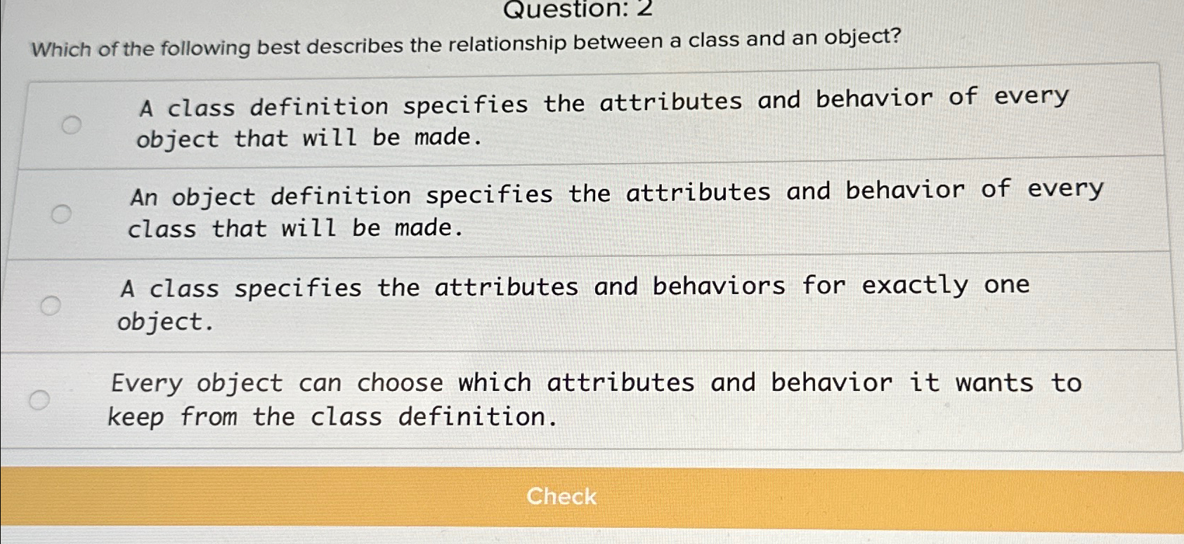 Solved Question: 2Which of the following best describes the | Chegg.com