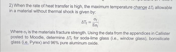 Solved Data for soda lime glass (window glass): | Chegg.com