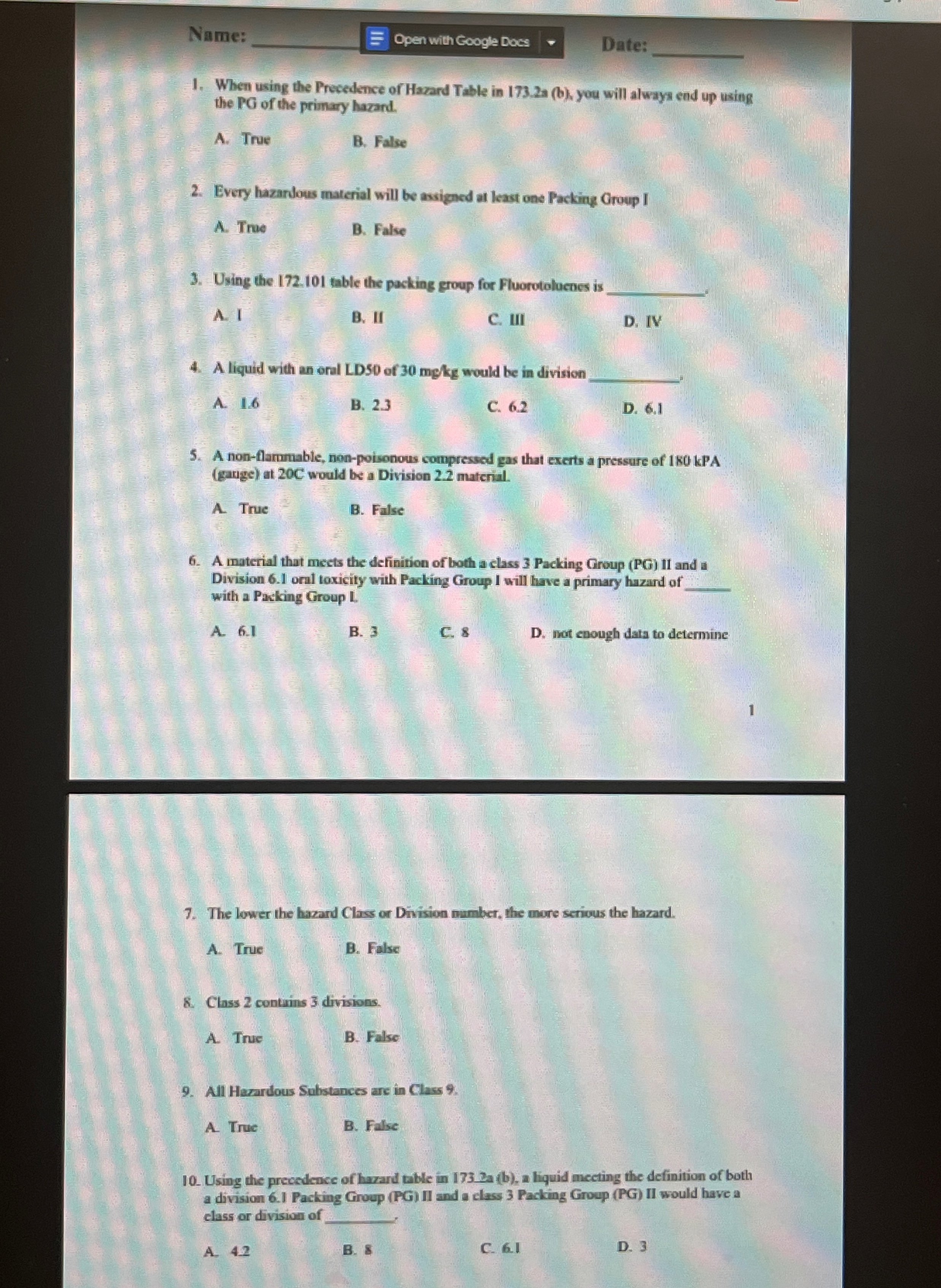 When using the Precedence of Hazard Table in 173.2a | Chegg.com