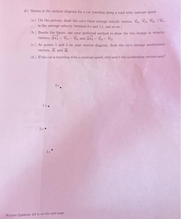 Solved \#1 Shown is the motion diagram for a car traveling | Chegg.com