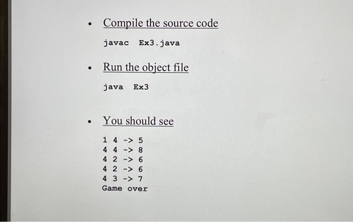 Solved Deliverables Submit Ex3.java and the screenshot of | Chegg.com