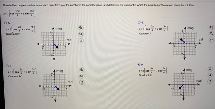 Solved Rewrite the complex number in standard polar form, | Chegg.com