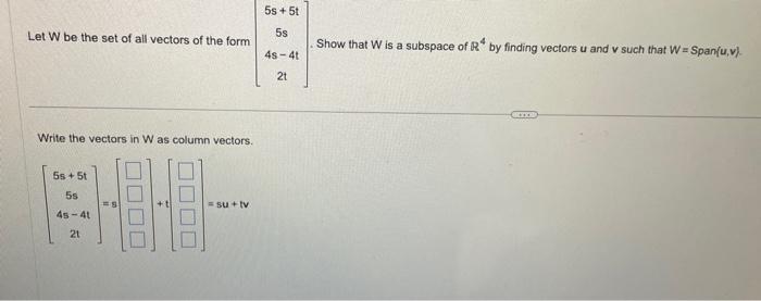 Solved Let W be the set of all vectors of the form | Chegg.com