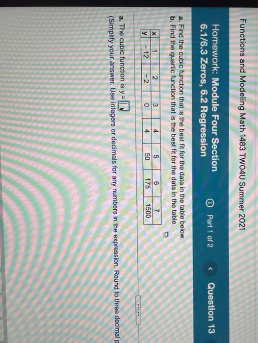 Solved Functions and Modeling Math 1483 TWO4U Summer 2021 | Chegg.com