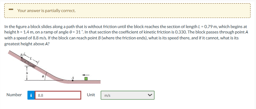 Solved In ﻿the figure a block slides along a path that is | Chegg.com