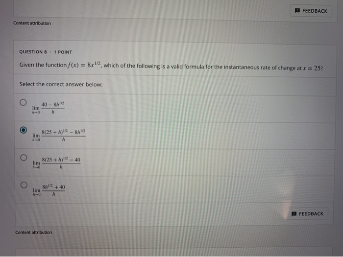 Solved FEEDBACK Content attribution QUESTION 8.1 POINT Given | Chegg.com Solved FEEDBACK Content attribution QUESTION 8.1 POINT Given | Chegg.com
