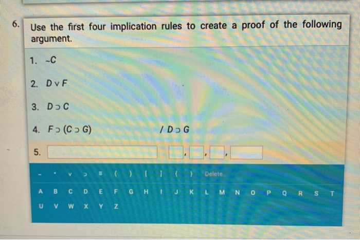 Solved 3. Use the first four implication rules to create a | Chegg.com