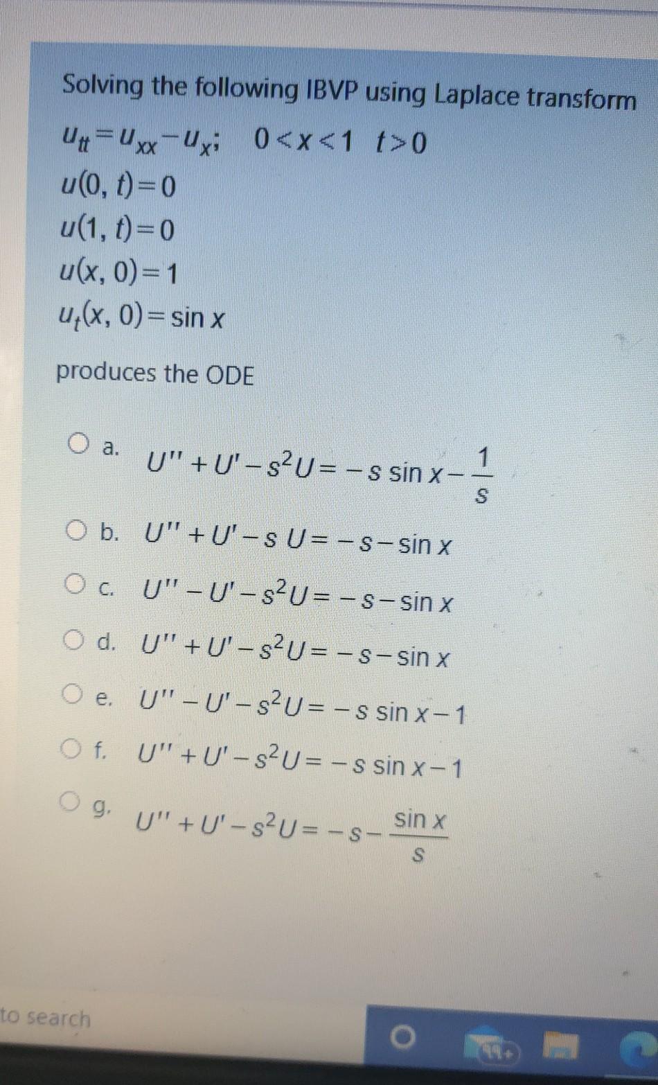 Solved Solving the following IBVP using Laplace transform | Chegg.com
