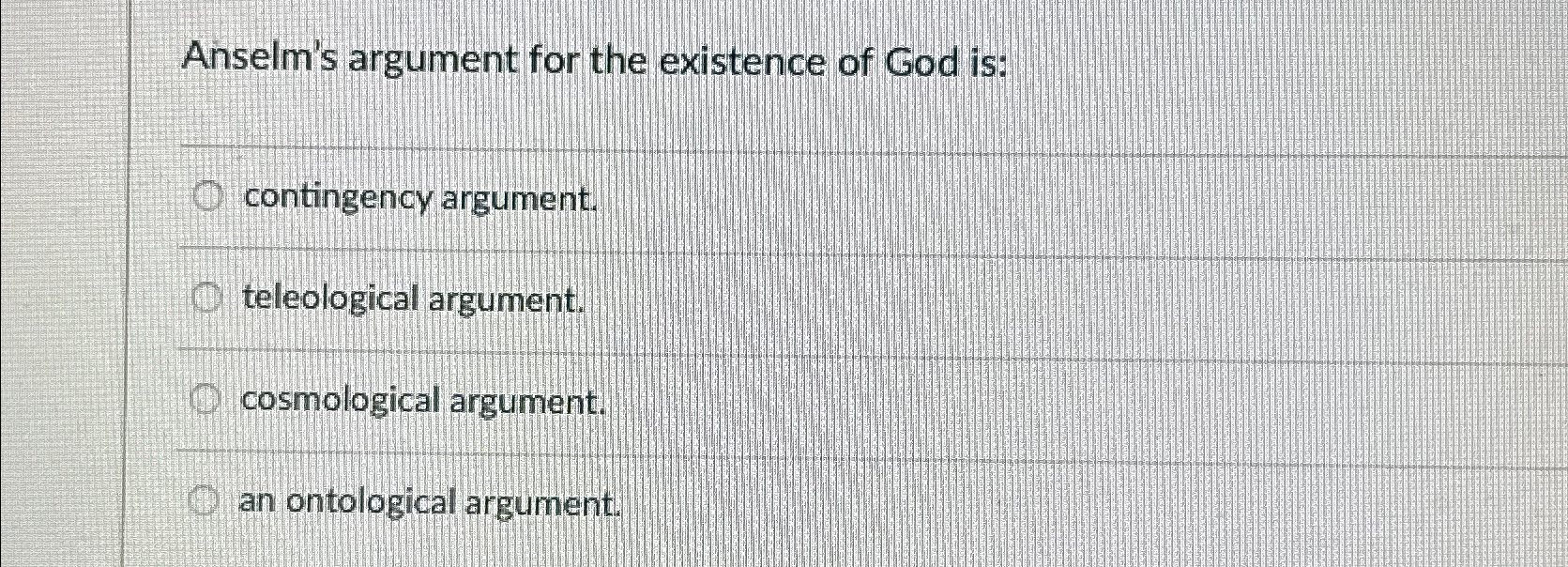 Solved Anselm's argument for the existence of God | Chegg.com